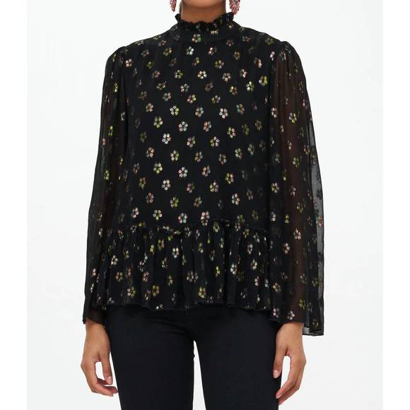 Oliphant | Tops | New Oliphant Peplum Blouse In Kala Black | Poshmark